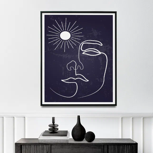 Woman Line Modern Mid Century Art Poster | Zazzle