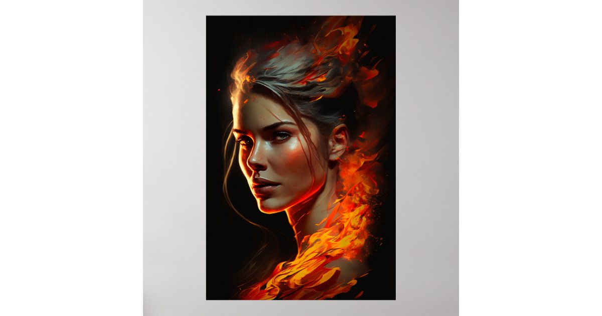 Woman of Fire Oil Painting Poster | Zazzle