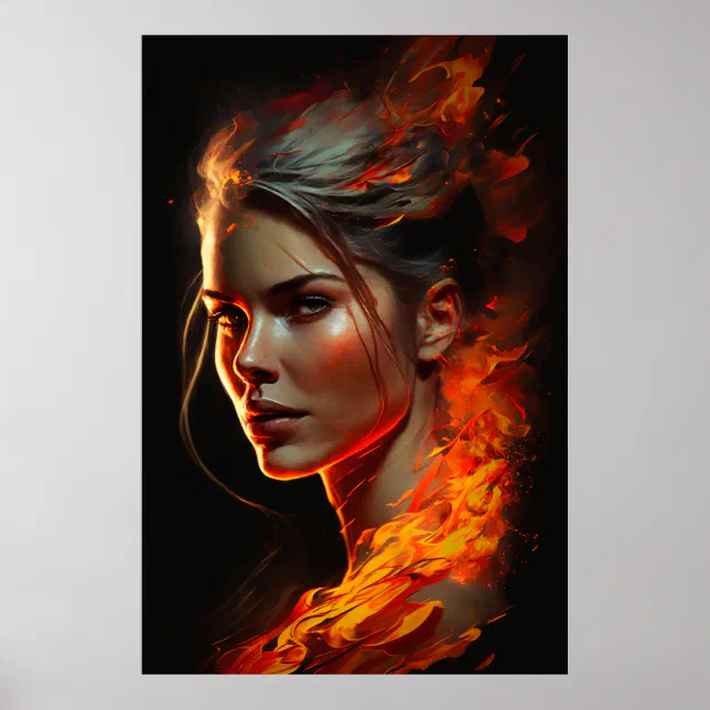 Woman of Fire Oil Painting Poster | Zazzle