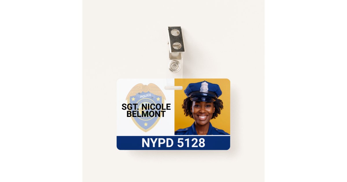 Woman Police Officer Smiling Badge | Zazzle