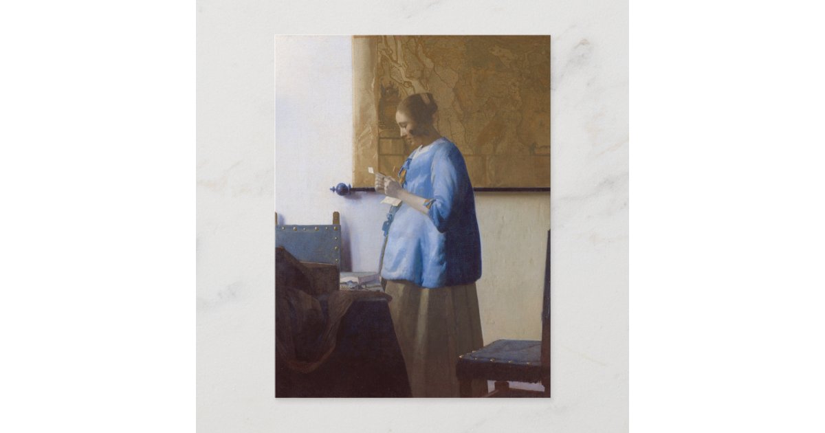 Woman Reading a Letter Postcard | Zazzle