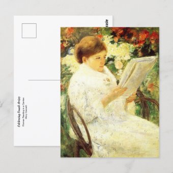 Woman Reading in a Garden by Mary Cassatt Postcard | Zazzle