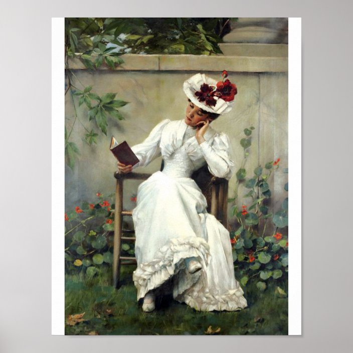 Woman Reading In A Garden Poster | Zazzle.com