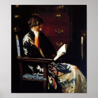 Woman Reading Vintage Art Poster | Zazzle