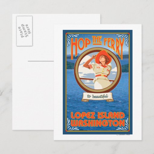Woman Riding Ferry - Lopez Island, Washington Postcard | Zazzle
