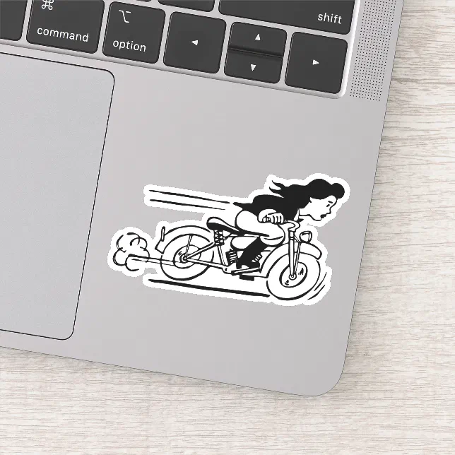 Woman Riding Motorcycle Biker Chick Art Sticker | Zazzle