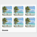 Woman under a palm tree in the Pacific sticker | Zazzle