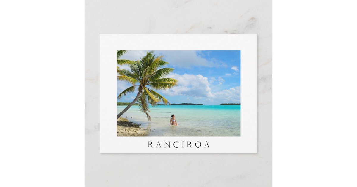 Woman under a palm tree Rangiroa postcard | Zazzle