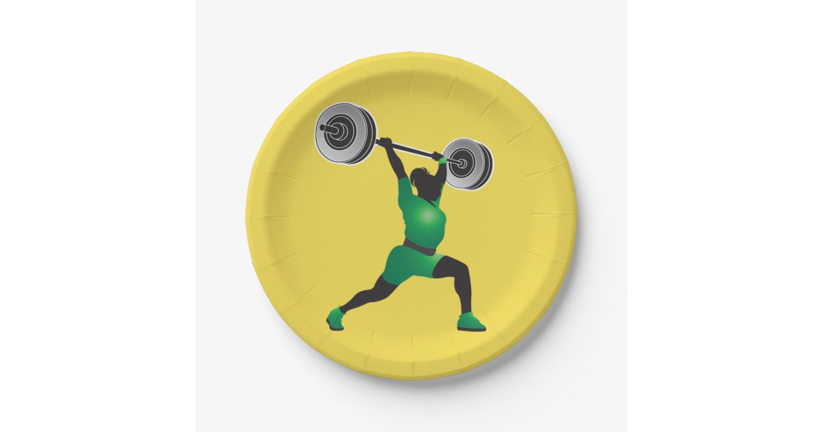 Woman Weightlifting Paper Plates | Zazzle