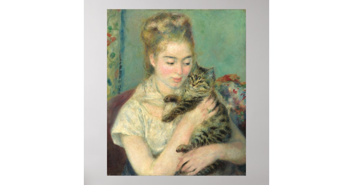Woman with a Cat - Auguste Renoir Fine Art Poster | Zazzle