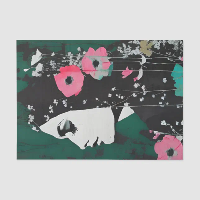 Woman With Flowers in Her Hair Decoupage Tissue Paper | Zazzle