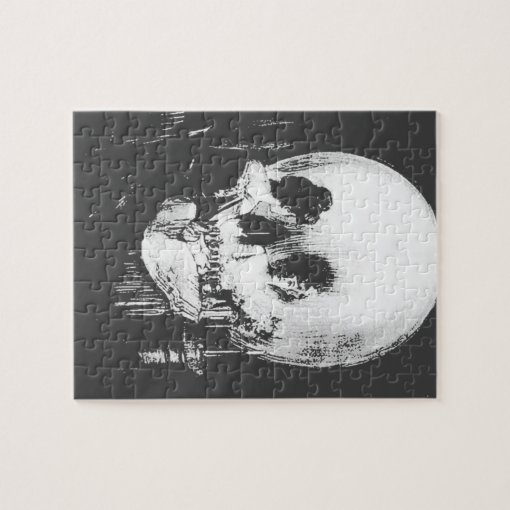 Woman with Halloween Skull Reflection In Mirror Jigsaw Puzzle | Zazzle