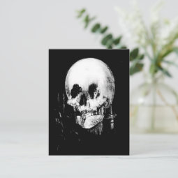 Woman with Halloween Skull Reflection In Mirror Postcard | Zazzle