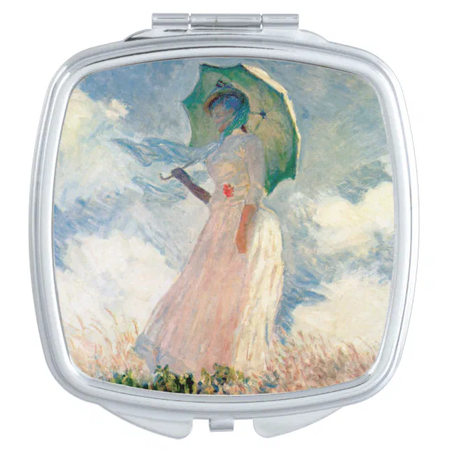Woman with Parasol Promenade Monet Mirror For Makeup | Zazzle