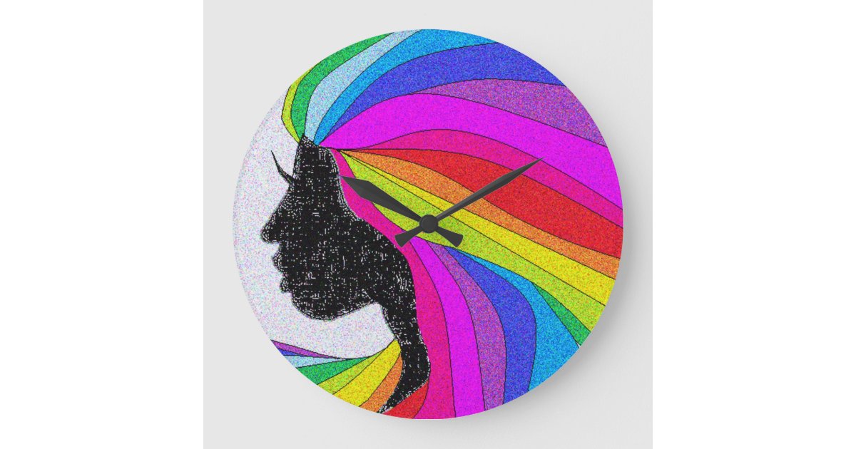 Woman With Rainbow Hair Wall Clock | Zazzle