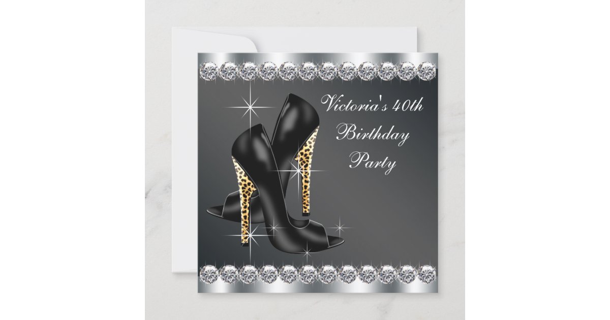 Womans Chic Black Birthday Party Invitation | Zazzle