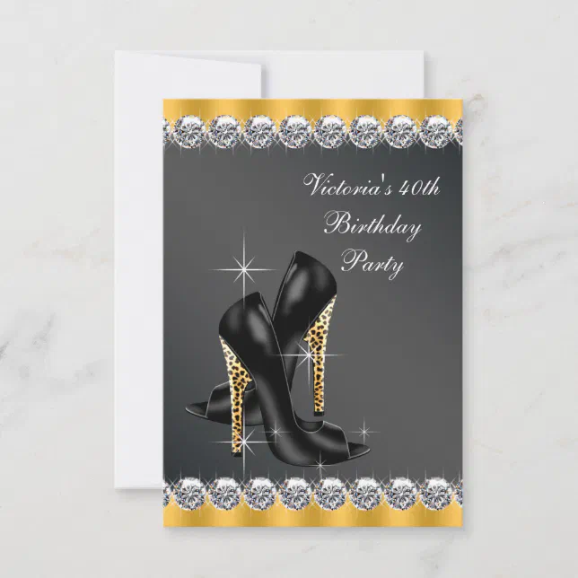 Womans Chic Black Birthday Party Invitation | Zazzle