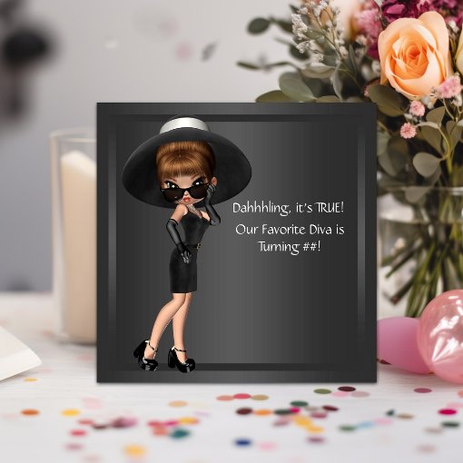 Womans Cute Diva Birthday Party Invitation | Zazzle