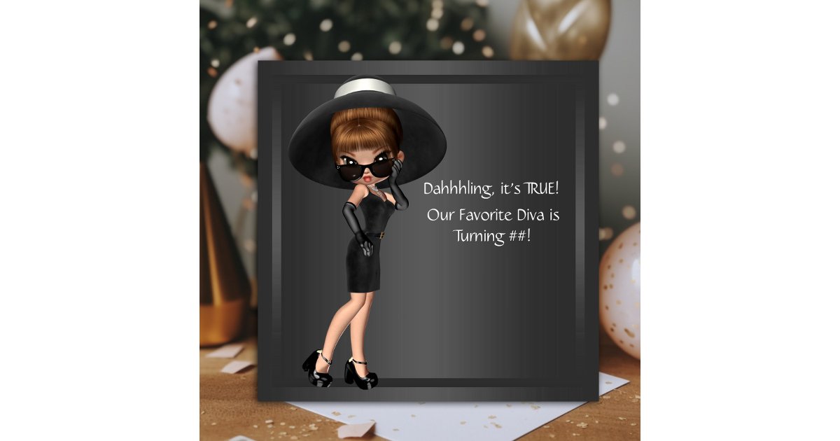 Womans Cute Diva Birthday Party Invitation | Zazzle