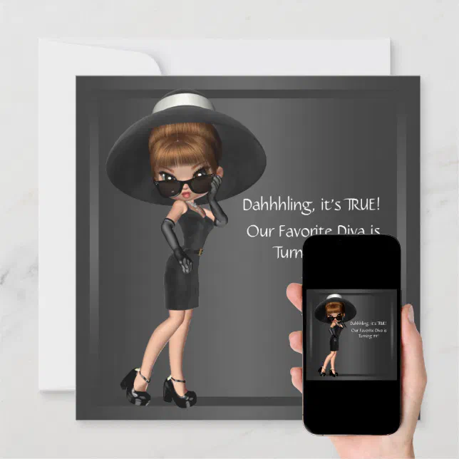 Womans Cute Diva Birthday Party Invitation | Zazzle