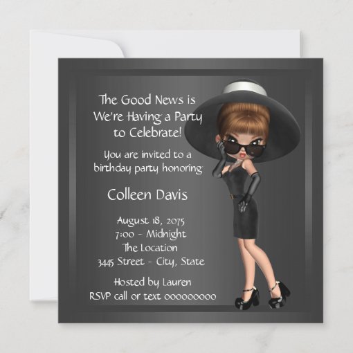 Womans Cute Diva Birthday Party Invitation | Zazzle