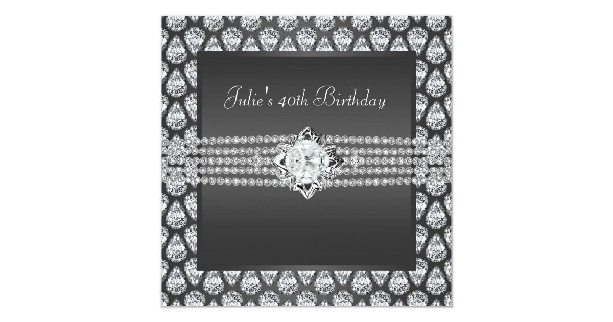 Womans Elegant Diamond Birthday Party Invitation | Zazzle.com