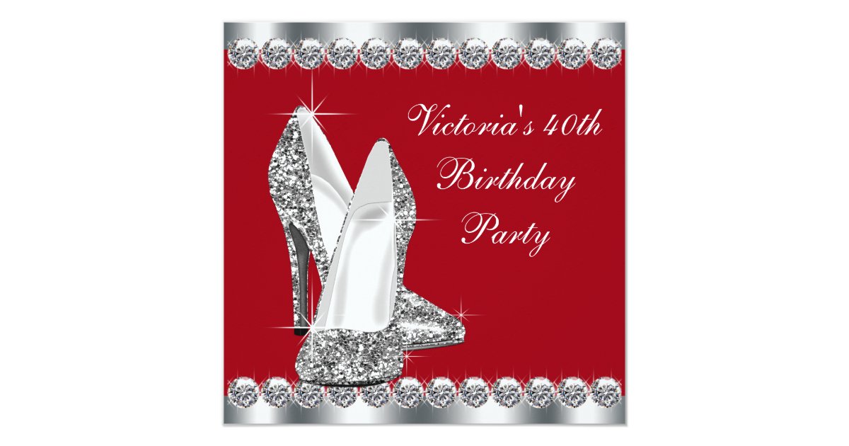 Womans Elegant Red Birthday Party Invitation | Zazzle.com