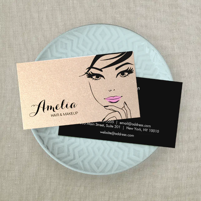 Woman's Face Beauty Salon & Spa Gold Business Card | Zazzle