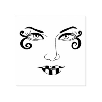 Womans Face fun eye Makeup Beauty Art Rubber Stamp | Zazzle