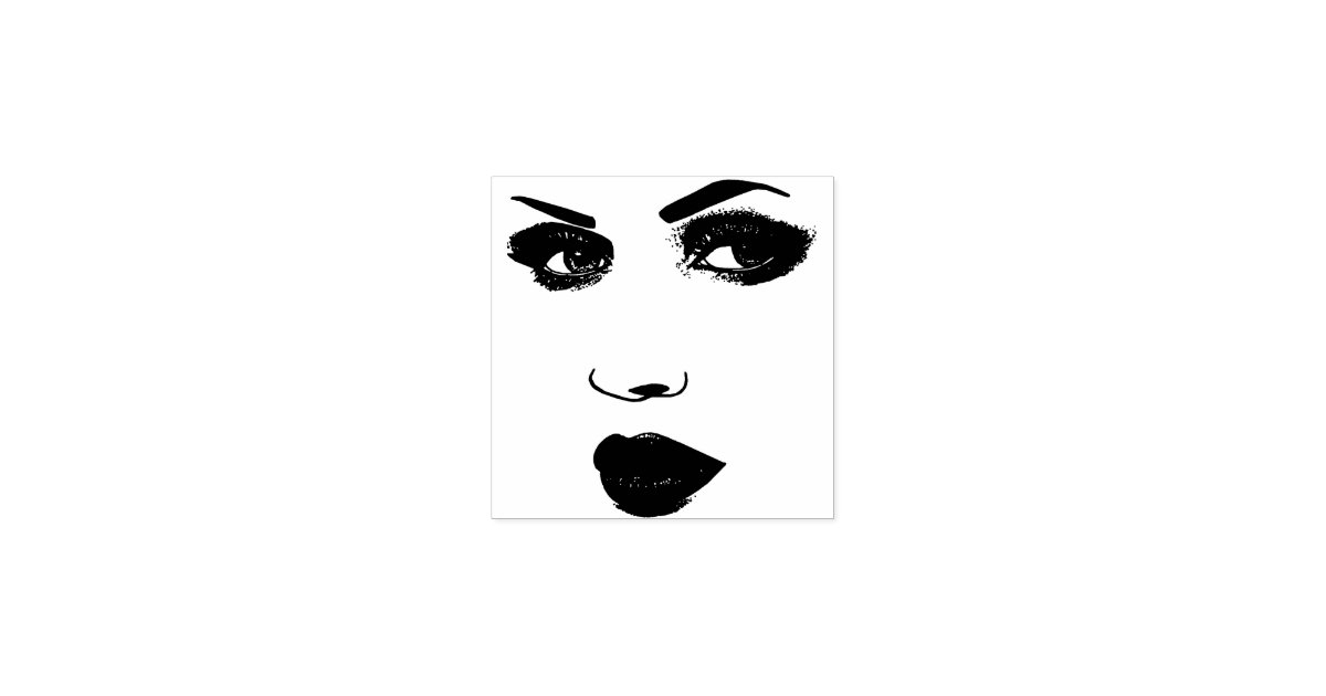 Womans Face Profile Makeup Beauty Modern Art Rubber Stamp | Zazzle