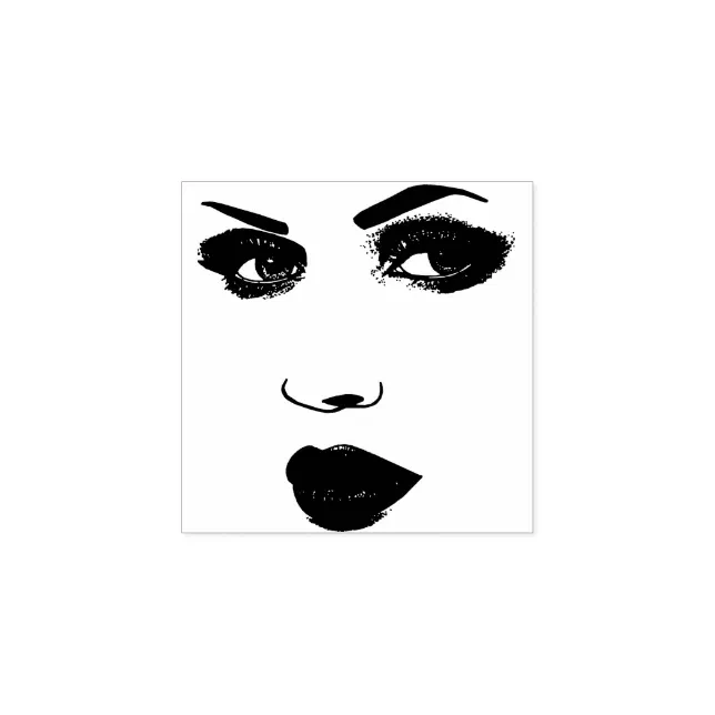 Womans Face Profile Makeup Beauty Modern Art Rubber Stamp | Zazzle
