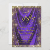 Womans Glam Purple Gold 50th Birthday Invitation | Zazzle