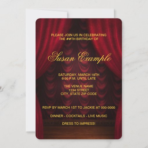 Womans Glamorous Ruby Red Gold Birthday Party Invitation | Zazzle