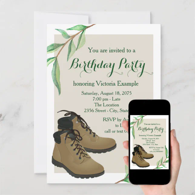 Womans Hiking Birthday Party Invitation | Zazzle