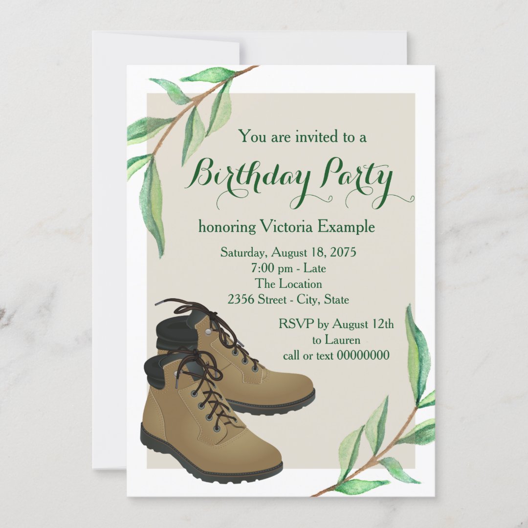 Womans Hiking Birthday Party Invitation | Zazzle