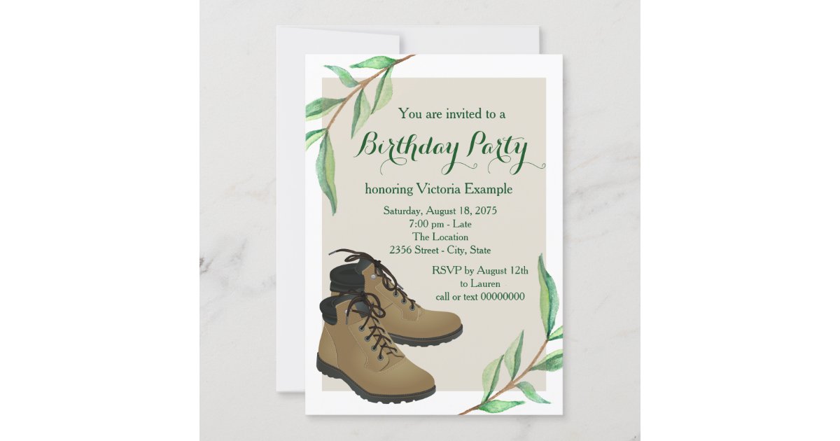 Womans Hiking Birthday Party Invitation | Zazzle