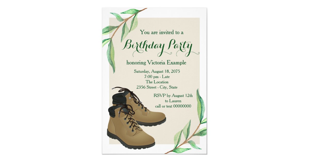 Womans Hiking Birthday Party Invitation | Zazzle.com