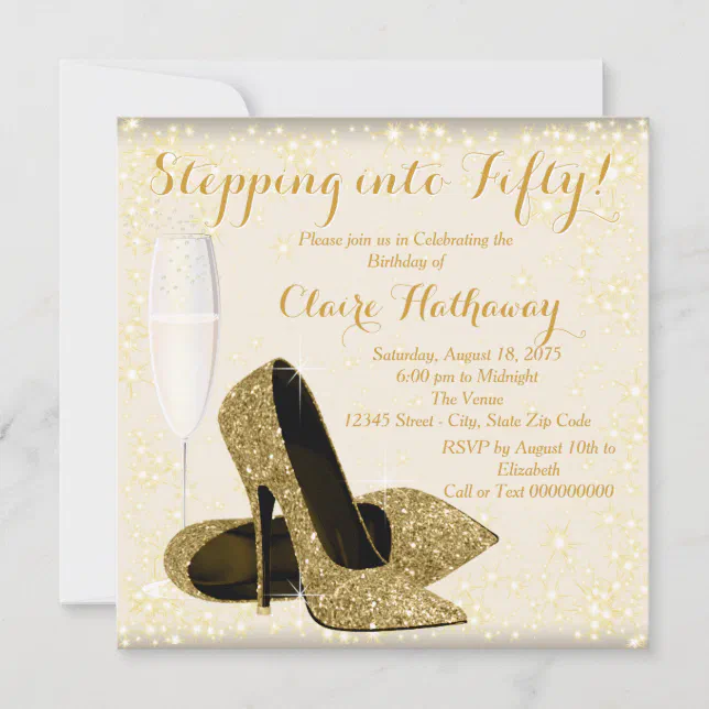 Womans Ivory and Gold Birthday Party Invitation | Zazzle
