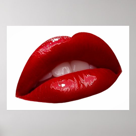 Woman's Luscious Red Lipstick Lips Poster | Zazzle.com