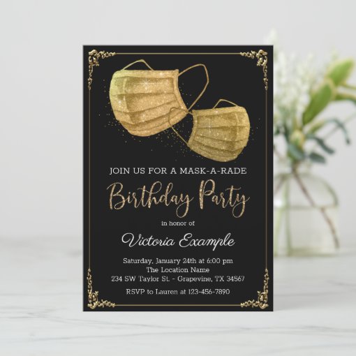 Womans Mask-A-Rade Birthday Party Invitation | Zazzle