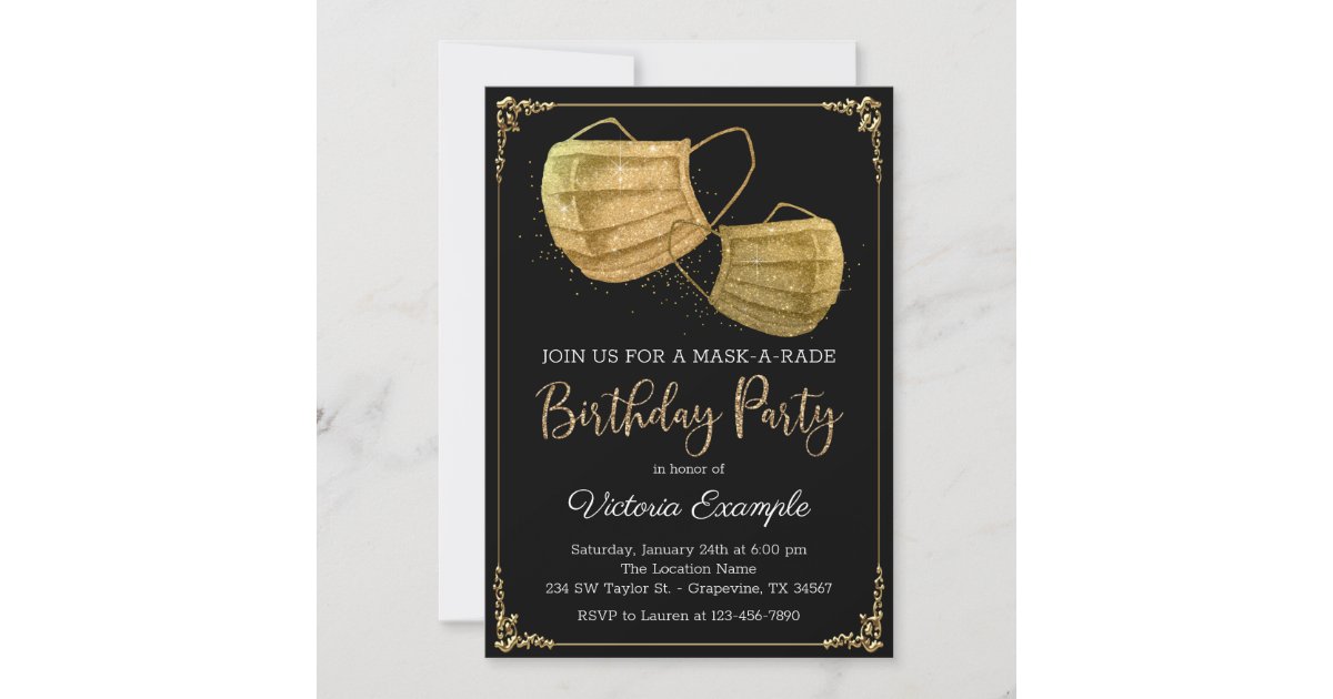 Womans Mask-A-Rade Birthday Party Invitation | Zazzle