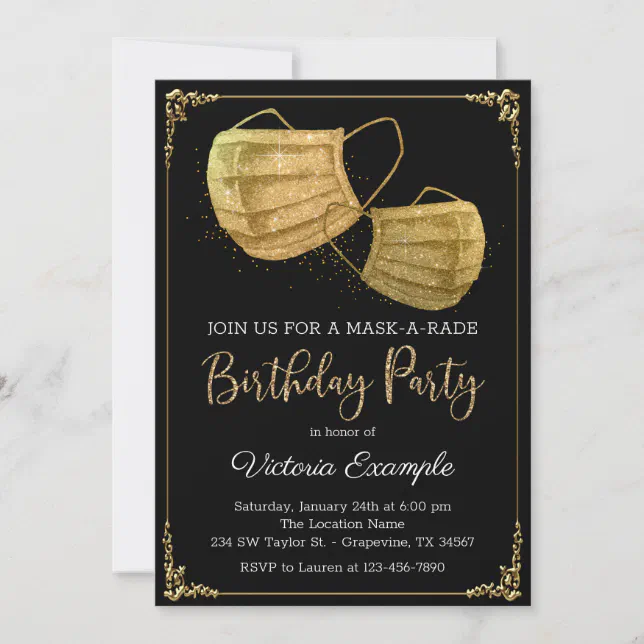 Womans Mask-A-Rade Birthday Party Invitation | Zazzle