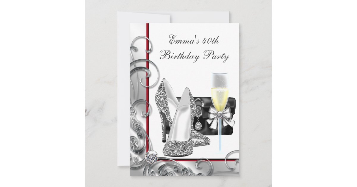Womans Red Birthday Party Invitation | Zazzle