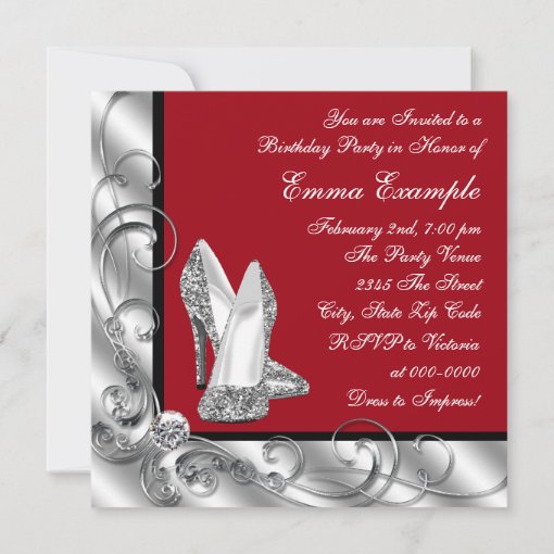Womans Red Birthday Party Invitation | Zazzle
