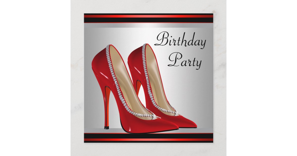 Womans Red High Heel Shoes Birthday Party Invitation | Zazzle.com