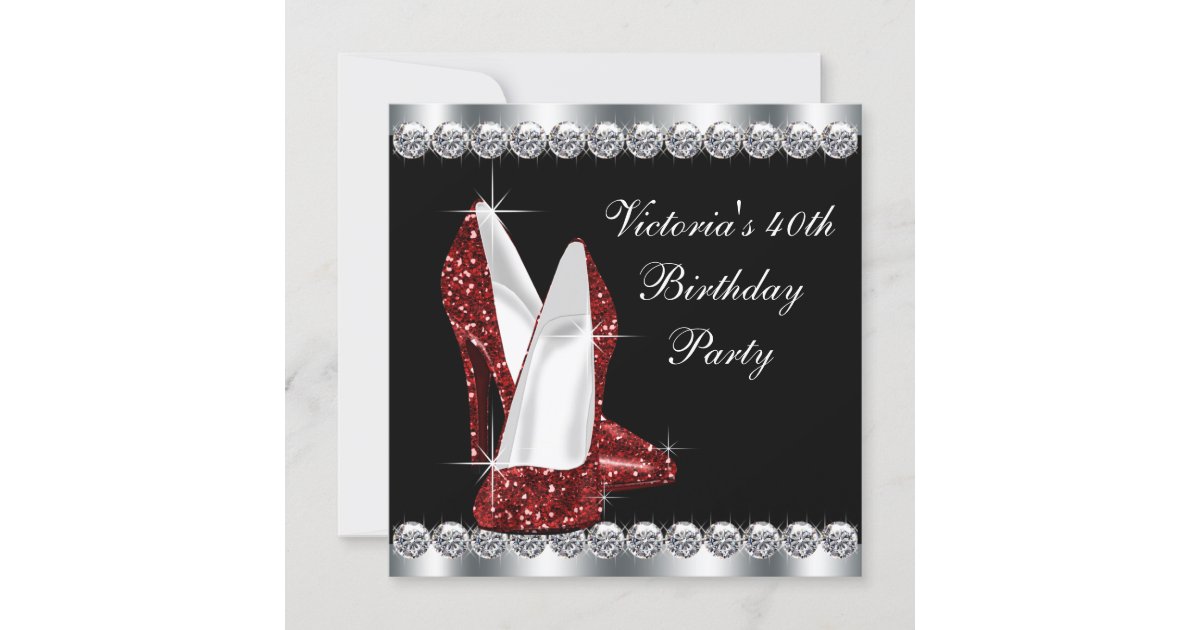 Womans Ruby Red Birthday Party Invitation | Zazzle