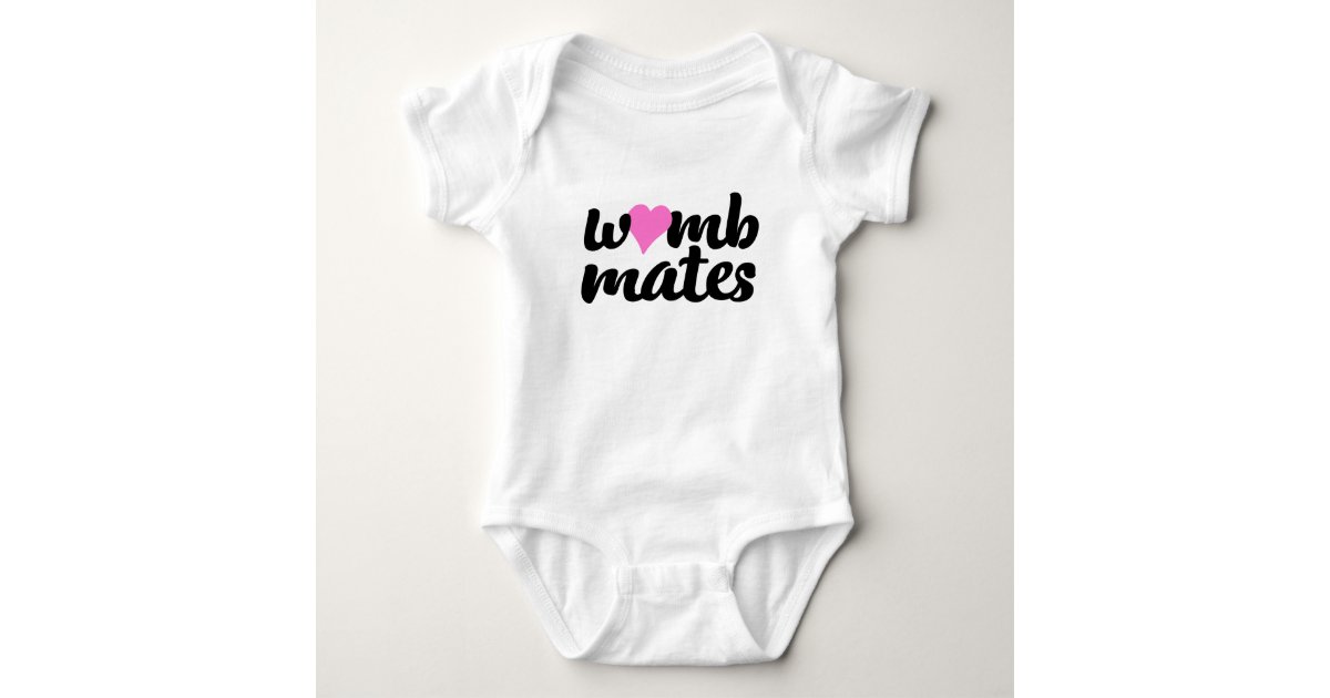 Womb Mates Pink Heart Twins Bodysuit | Zazzle