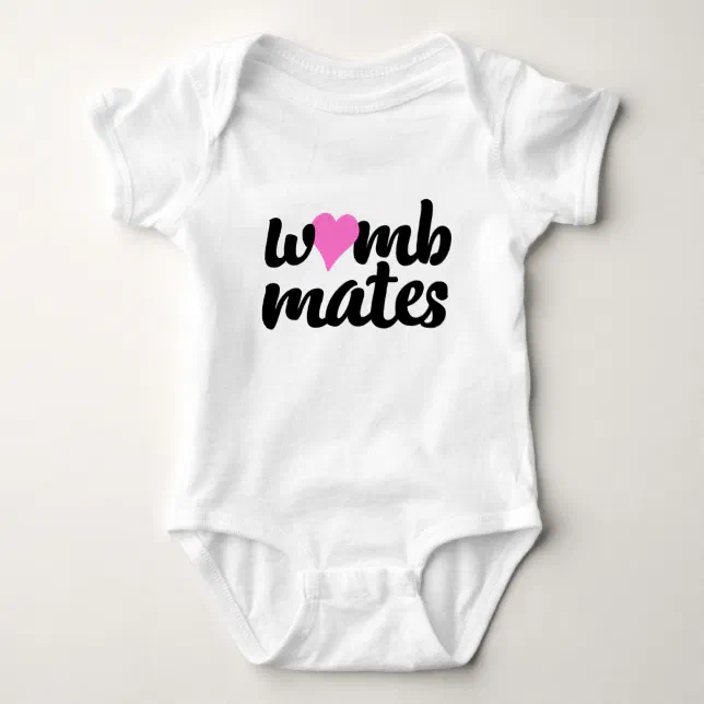 Womb Mates Pink Heart Twins Bodysuit | Zazzle