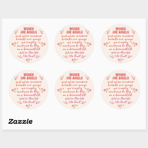 Women are Angels Cute Pink Classic Round Sticker | Zazzle
