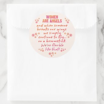 Women are Angels Cute Pink Classic Round Sticker | Zazzle